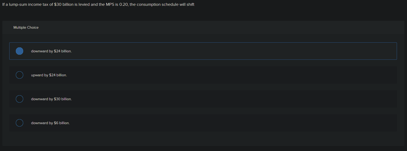 Solved If a lump-sum income tax of $30 billion is levied and | Chegg.com