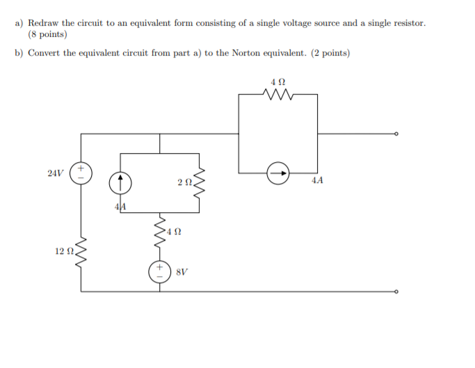 Solved a) Redraw the circuit to an equivalent form | Chegg.com