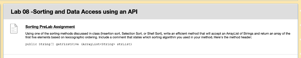Solved Lab 08 Sorting And Data Access Using An Api Sorting 0963