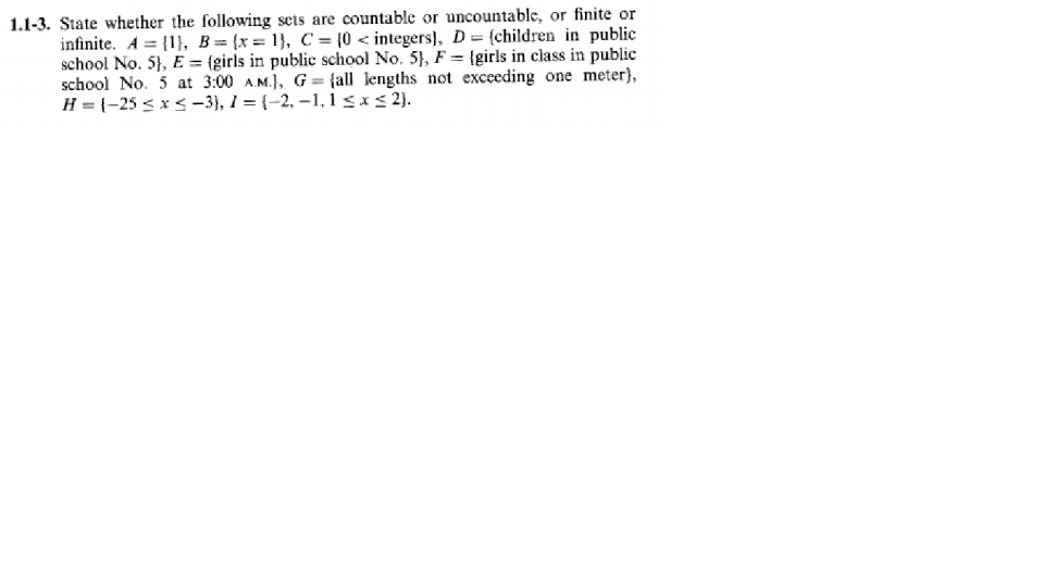 Solved 1.1-3. State whether the following sets are countable | Chegg.com