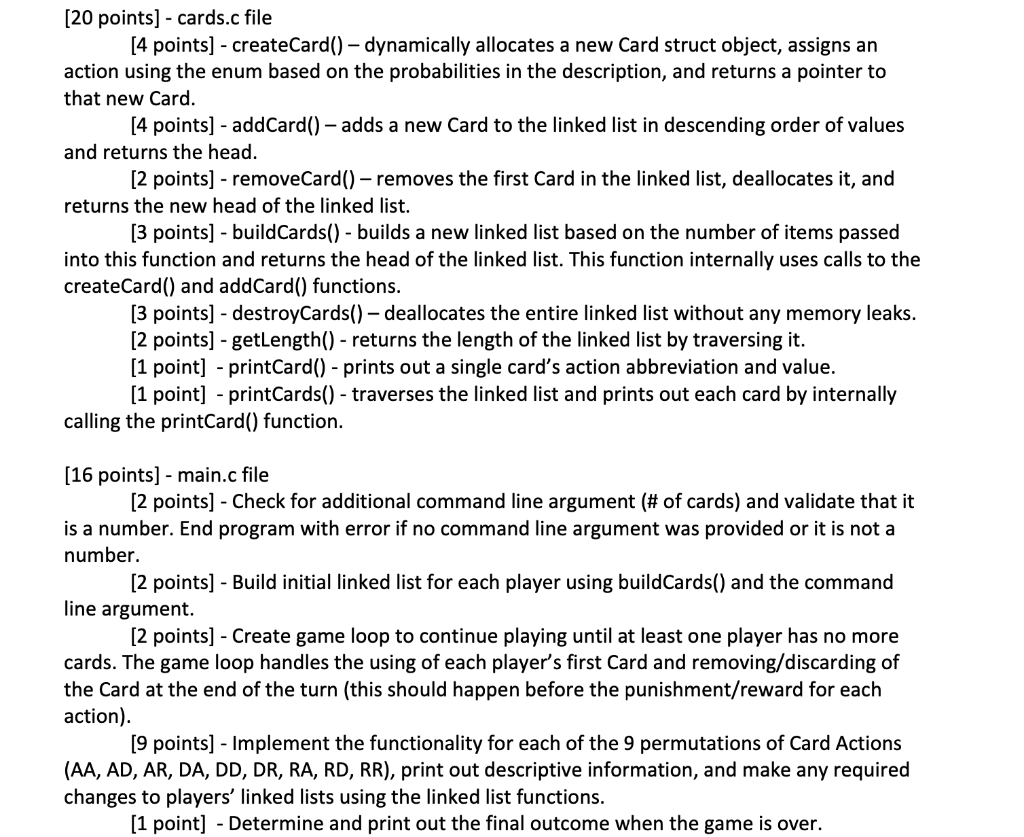 Solved Game Description Overview The project is to create a | Chegg.com