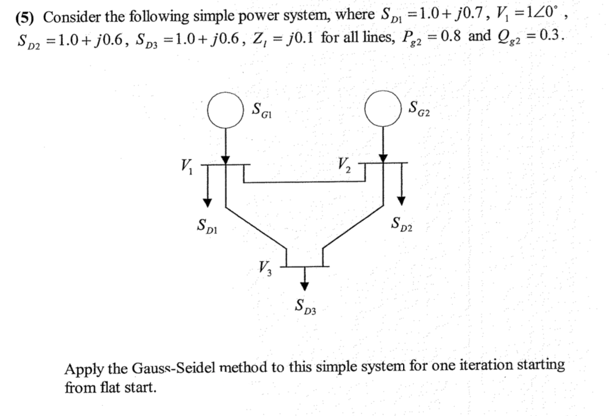 Solved (5) Consider the following simple power system, where | Chegg.com