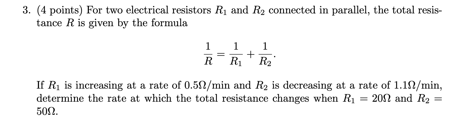 Solved (4 points) For two electrical resistors R1 and R2 | Chegg.com