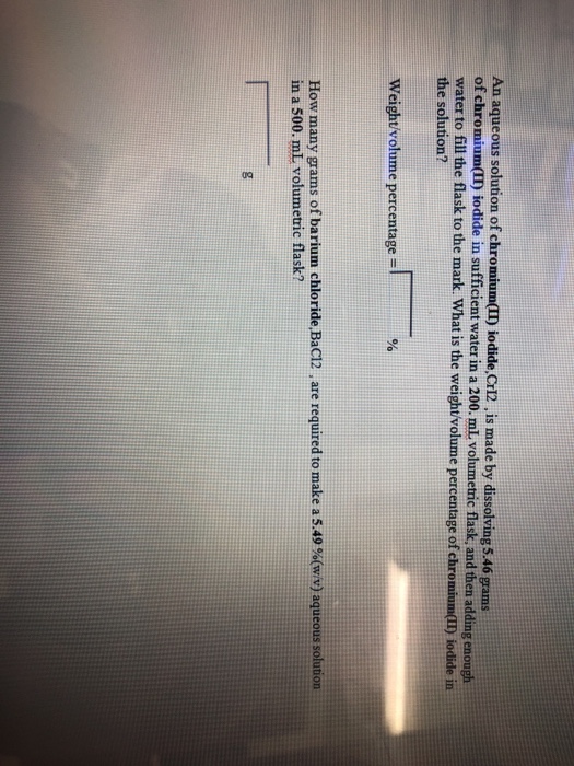 Solved An aqueous solution of chromium(Il) iodide,Cr12 , is | Chegg.com