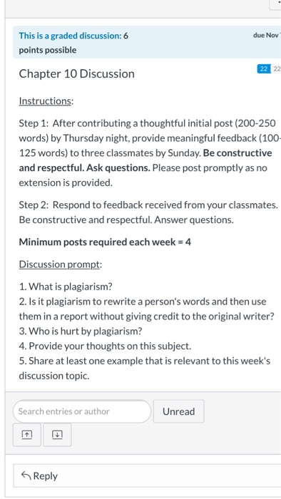 Solved due Nov This is a graded discussion: 6 points | Chegg.com