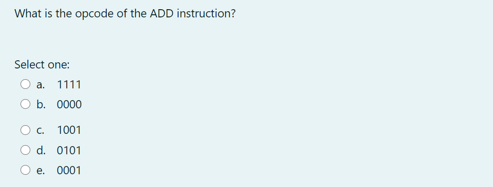 Solved What is the opcode of the ADD instruction? Select | Chegg.com