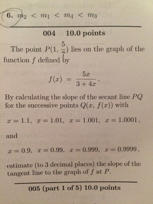 Solved The point P(1, 5/7) lies on the graph of the function | Chegg.com