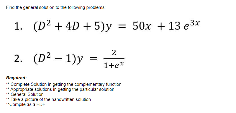 Solved Find the general solution to the following | Chegg.com