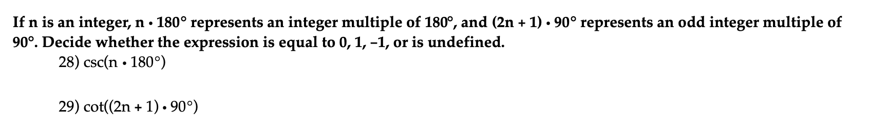 Solved If n is an integer, n 180° represents an integer | Chegg.com
