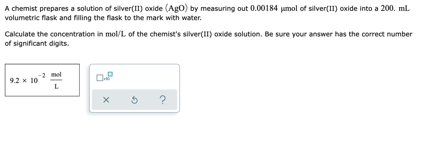 Solved A chemist prepares a solution of silver(II) oxide | Chegg.com