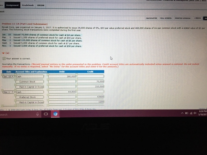 Solved ORION Problem 11-1A (Part Level Submission) Novak | Chegg.com