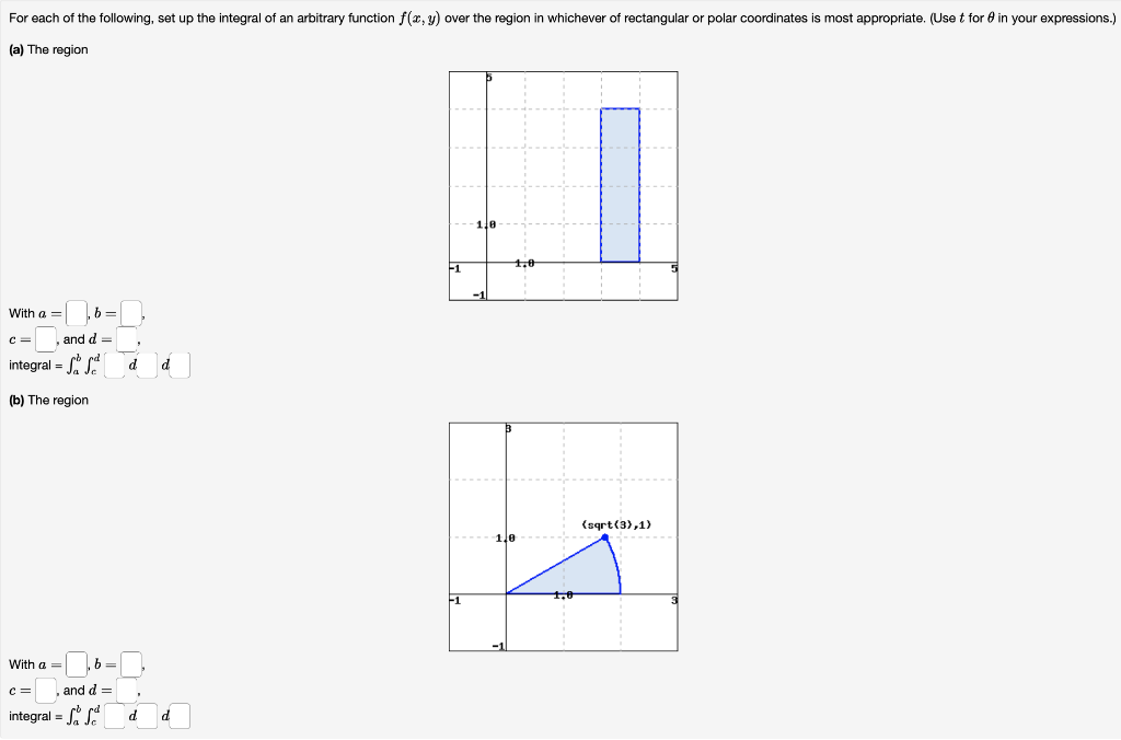 Solved For each of the following, set up the integral of an | Chegg.com