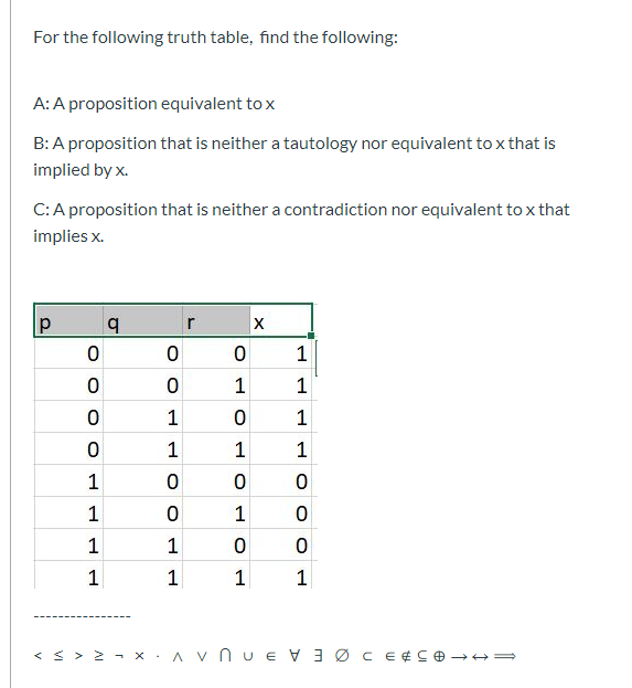 Solved For the following truth table, find the following: A: | Chegg.com