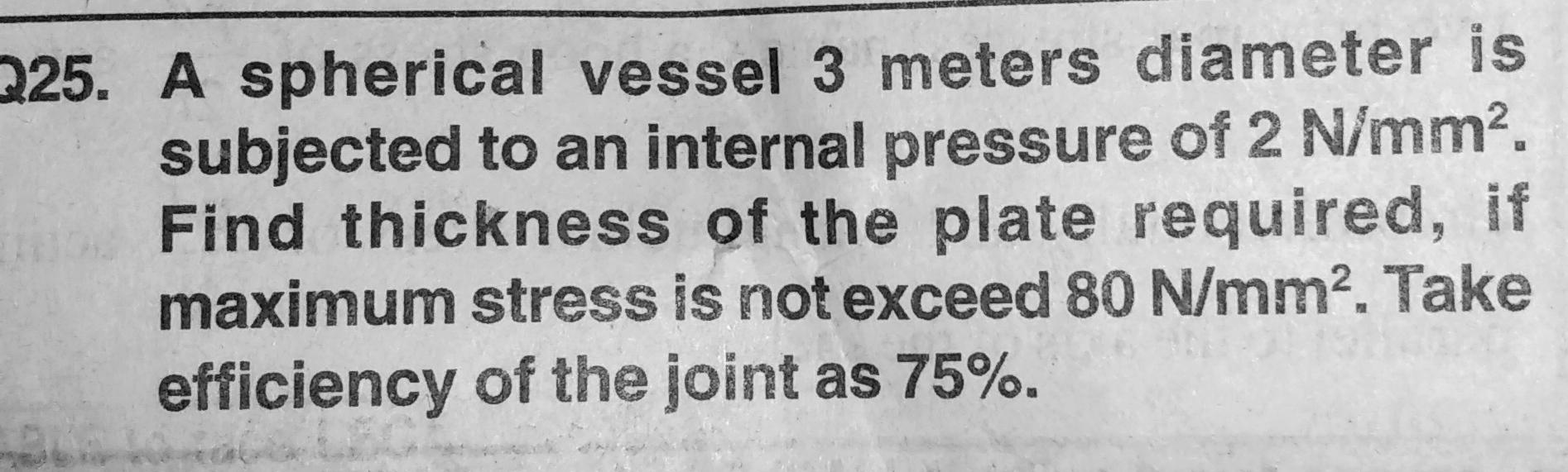 Solved 225. A spherical vessel 3 meters diameter is | Chegg.com