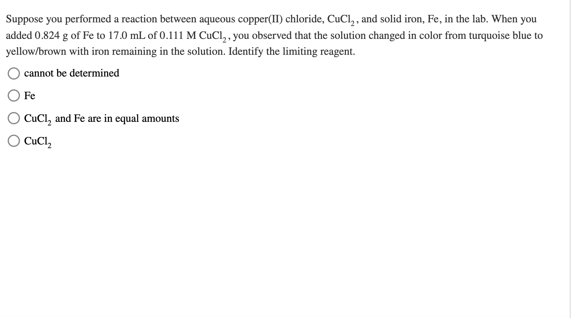 Solved Suppose you performed a reaction between aqueous | Chegg.com