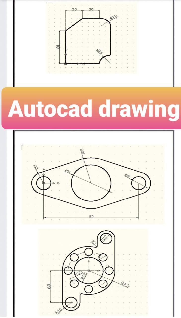 Solved 30 30 R20 Autocad drawing 850 X 120 R3 R45 R15 | Chegg.com