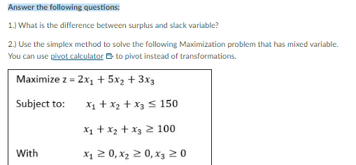 Solved Answer the following questions: 1.) What is the | Chegg.com