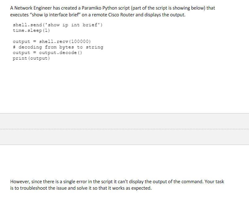 Solved A Network Engineer Has Created A Paramiko Python 8240
