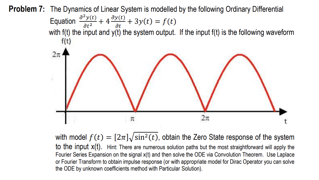 Solved Problem 7: The Dynamics of Linear System is modelled | Chegg.com