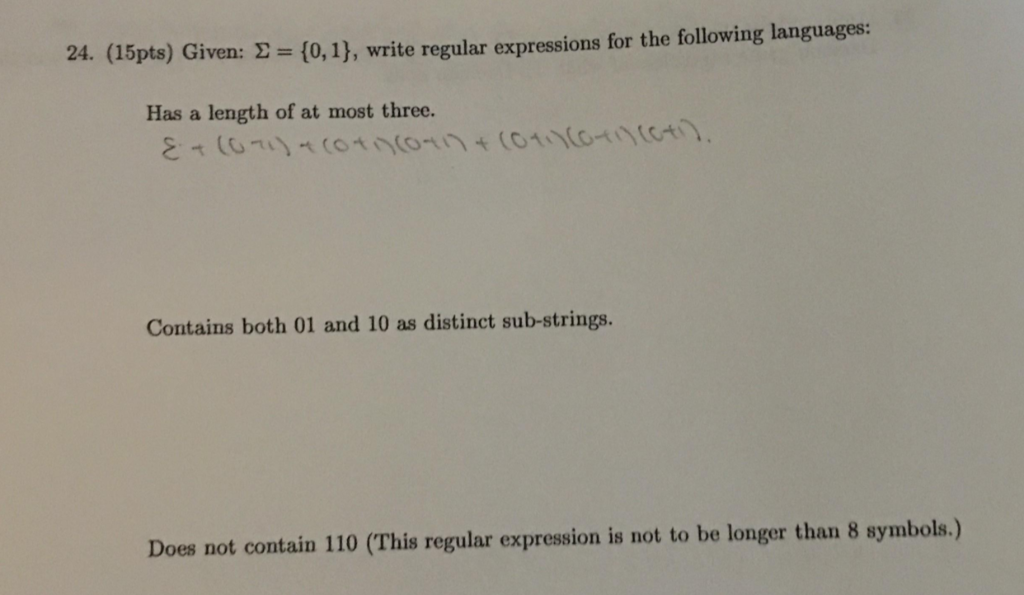 Solved Write regular expressions for the following | Chegg.com