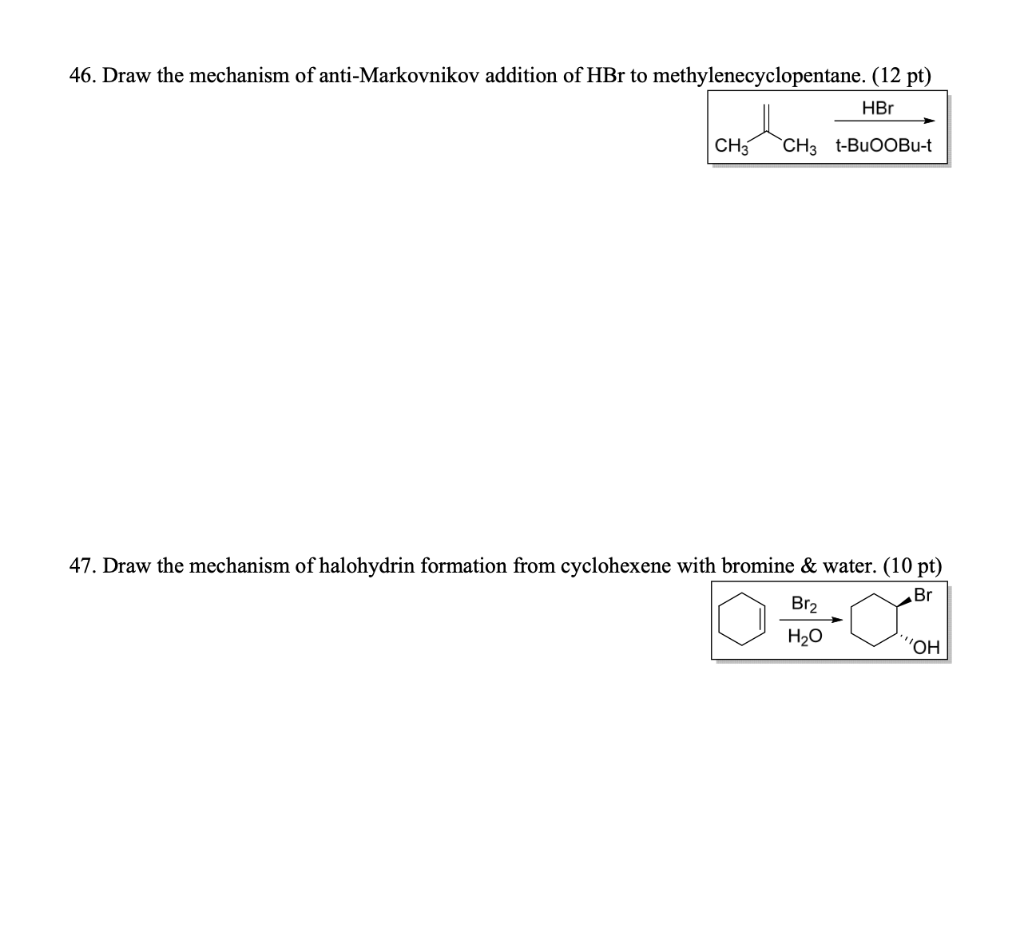 Solved 46. Draw the mechanism of anti-Markovnikov addition | Chegg.com