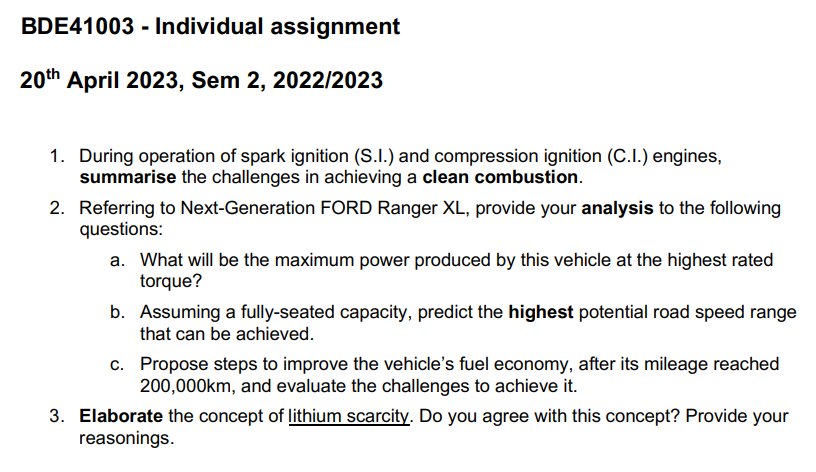 Solved 1. During operation of spark ignition (S.I.) and | Chegg.com
