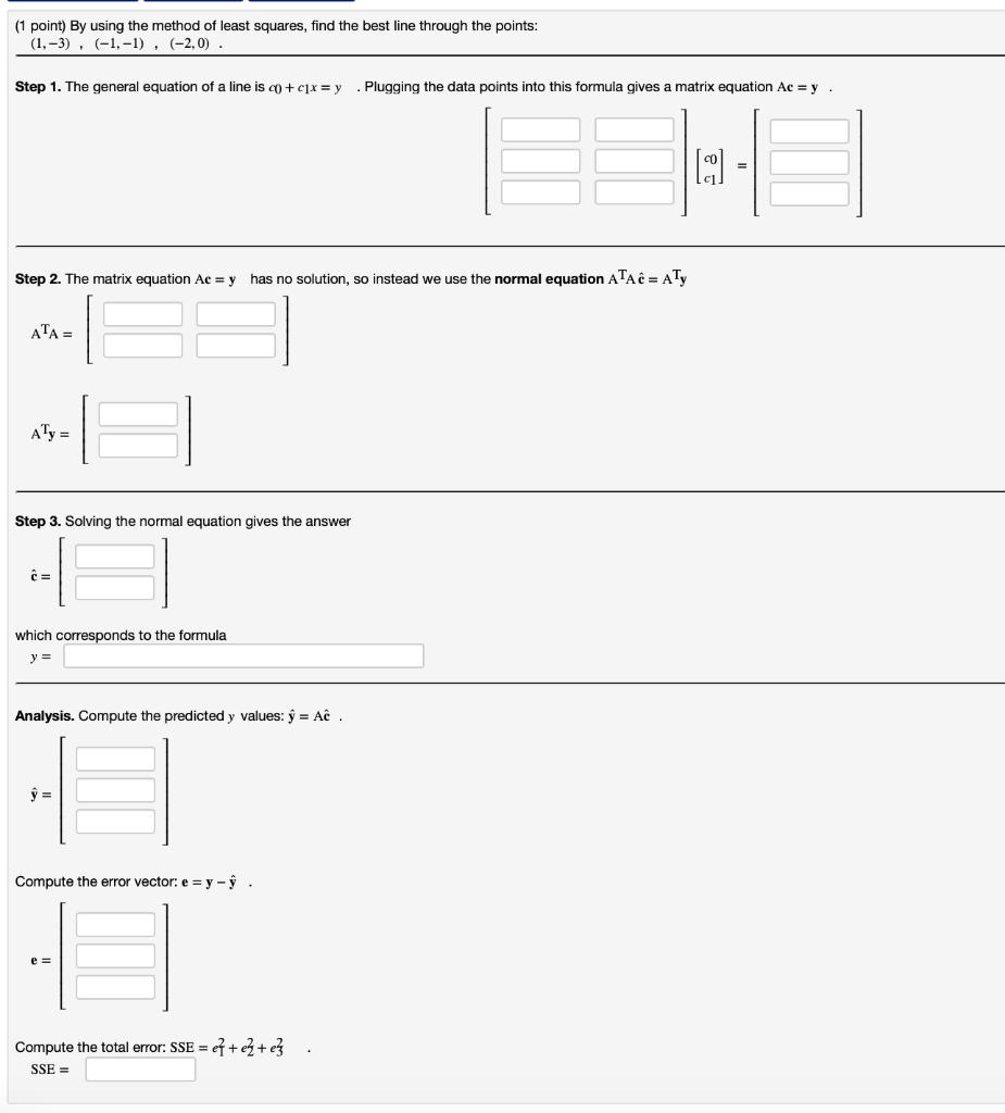Solved (1 point) By using the method of least squares, find | Chegg.com