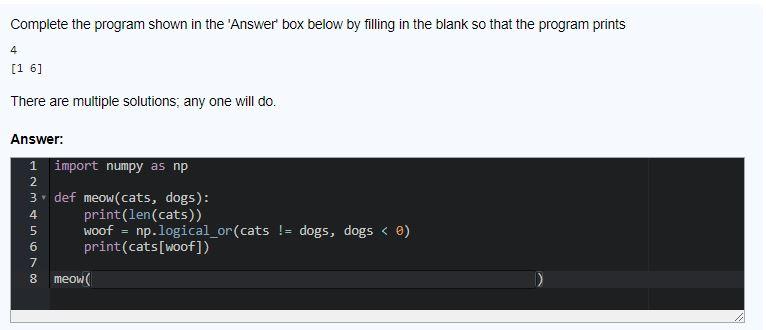 Solved Complete The Program Shown In The Answer Box Below 