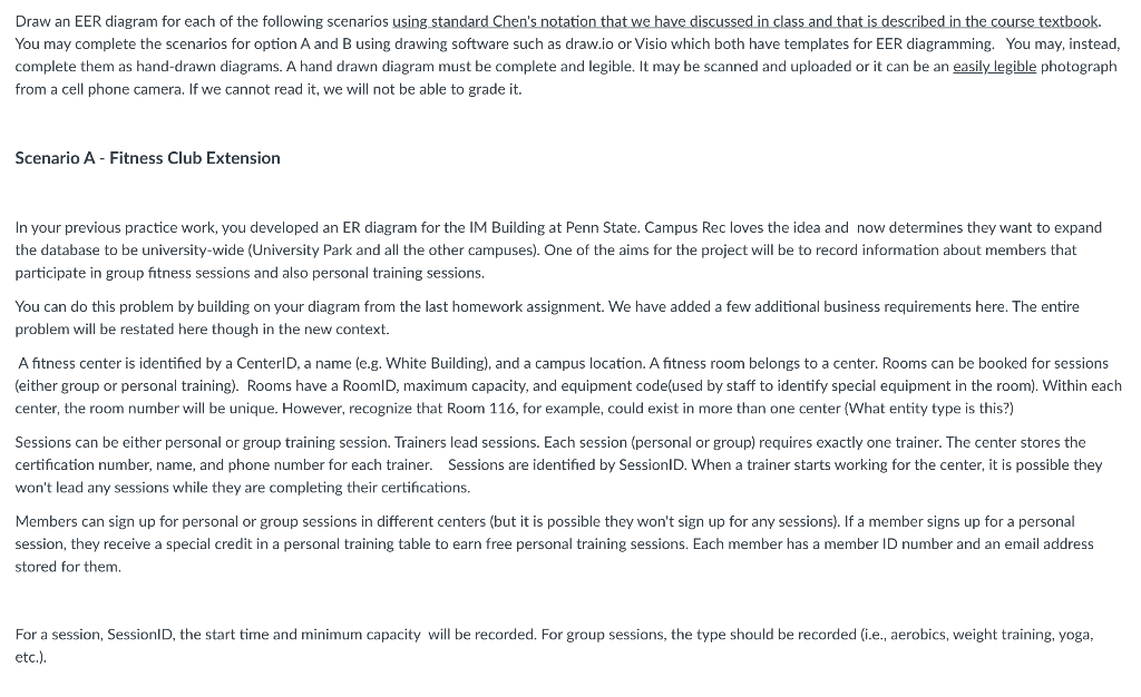 Solved Draw an EER diagram for each of the following | Chegg.com