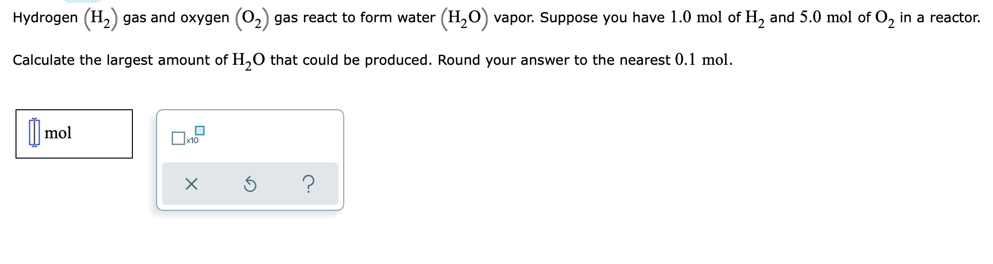 Solved Hydrogen (H2) gas and oxygen (O2) gas react to form | Chegg.com