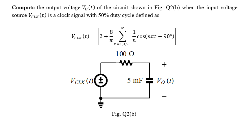 Solved Compute the output voltage VO(t) of the circuit shown | Chegg.com