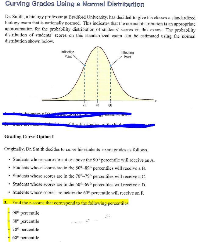 Solved Curving Grades Using a Normal Distribution Dr. Smith, | Chegg.com