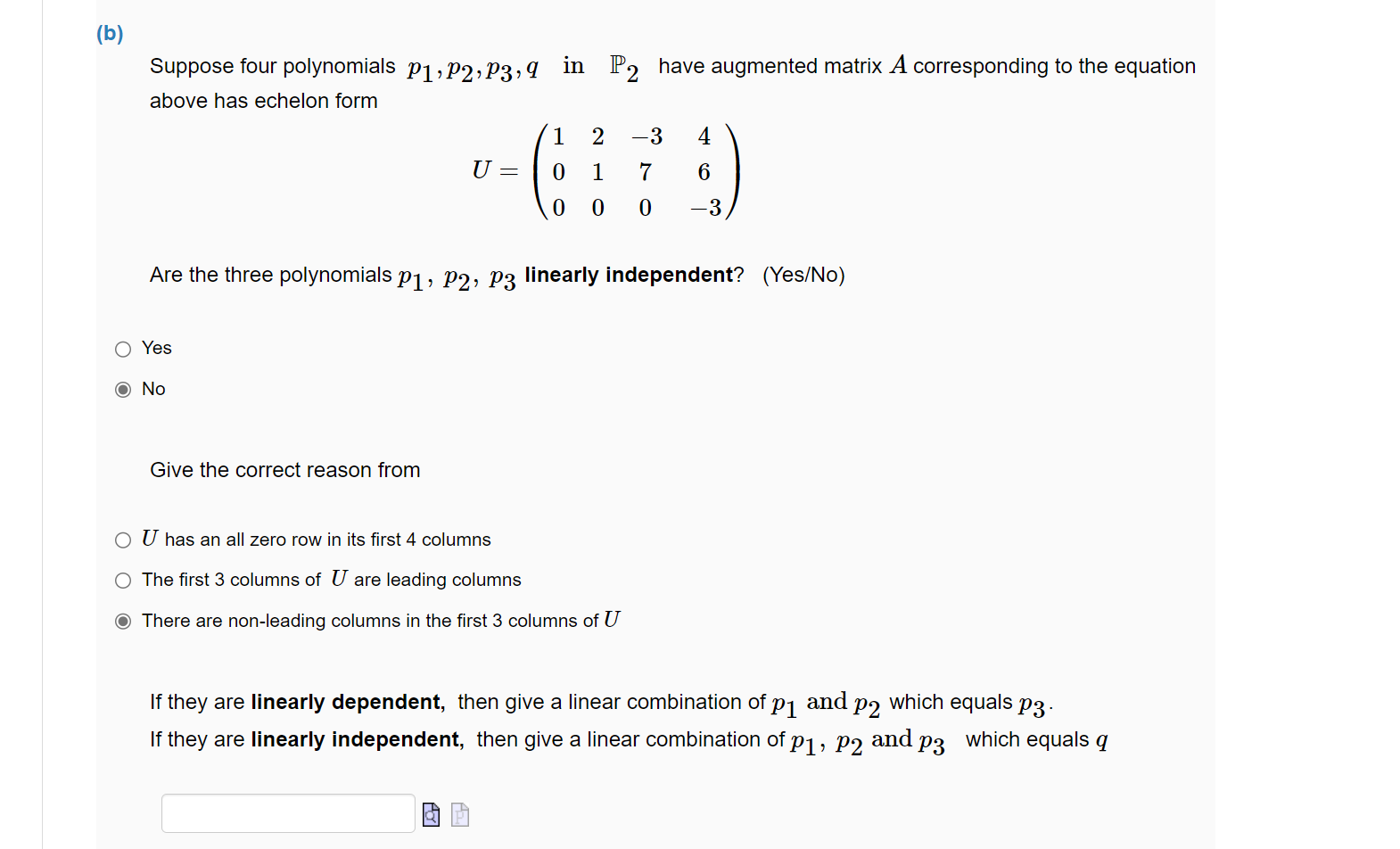 Solved Suppose four polynomials p1,p2,p3,q in P2 have | Chegg.com