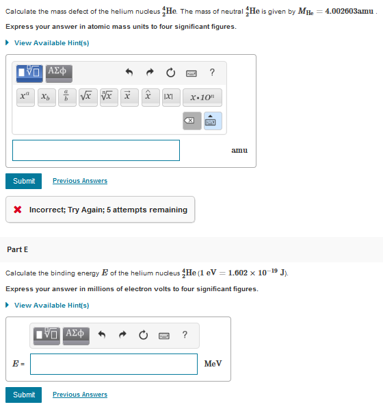 Solved Calculate the mass defect of the helium nudeus He. | Chegg.com