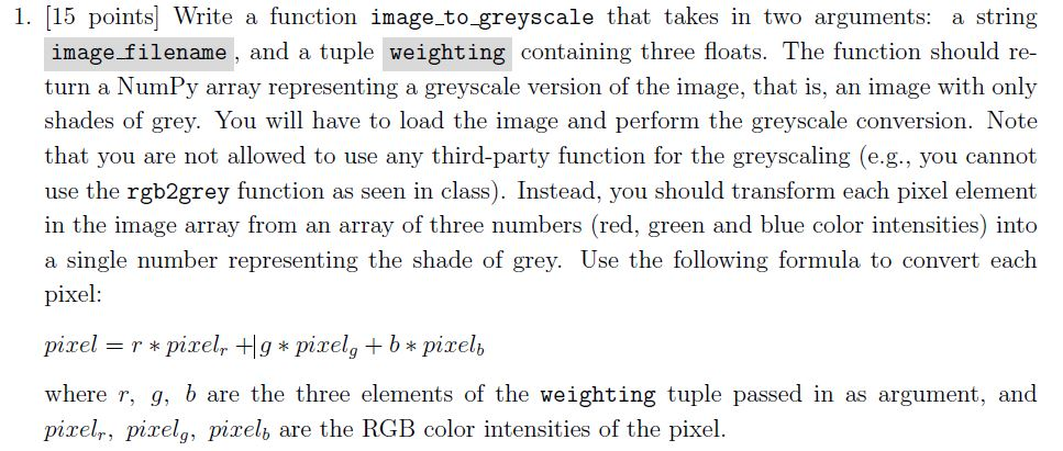 IN PYTHON language. Convert a RGB color image to | Chegg.com