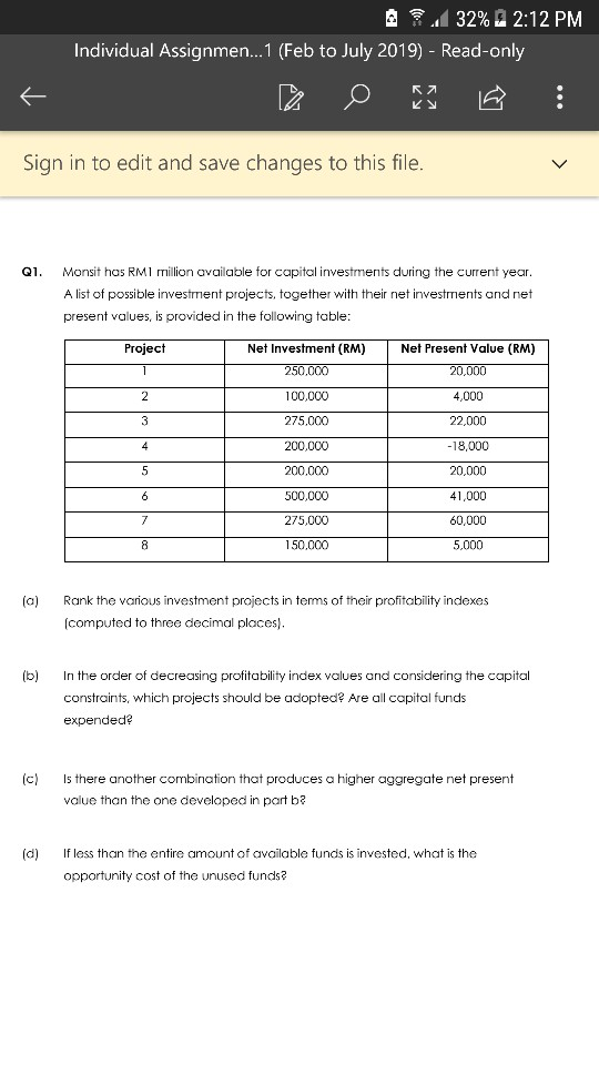 Solved e 32% 2:12 PM Individual Assignmen...1 (Feb to July | Chegg.com