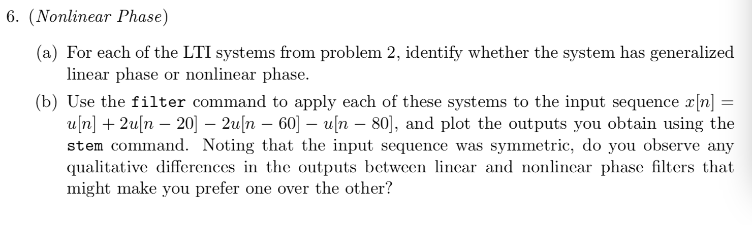 Solved 2. (Frequency Response) Consider the following linear | Chegg.com