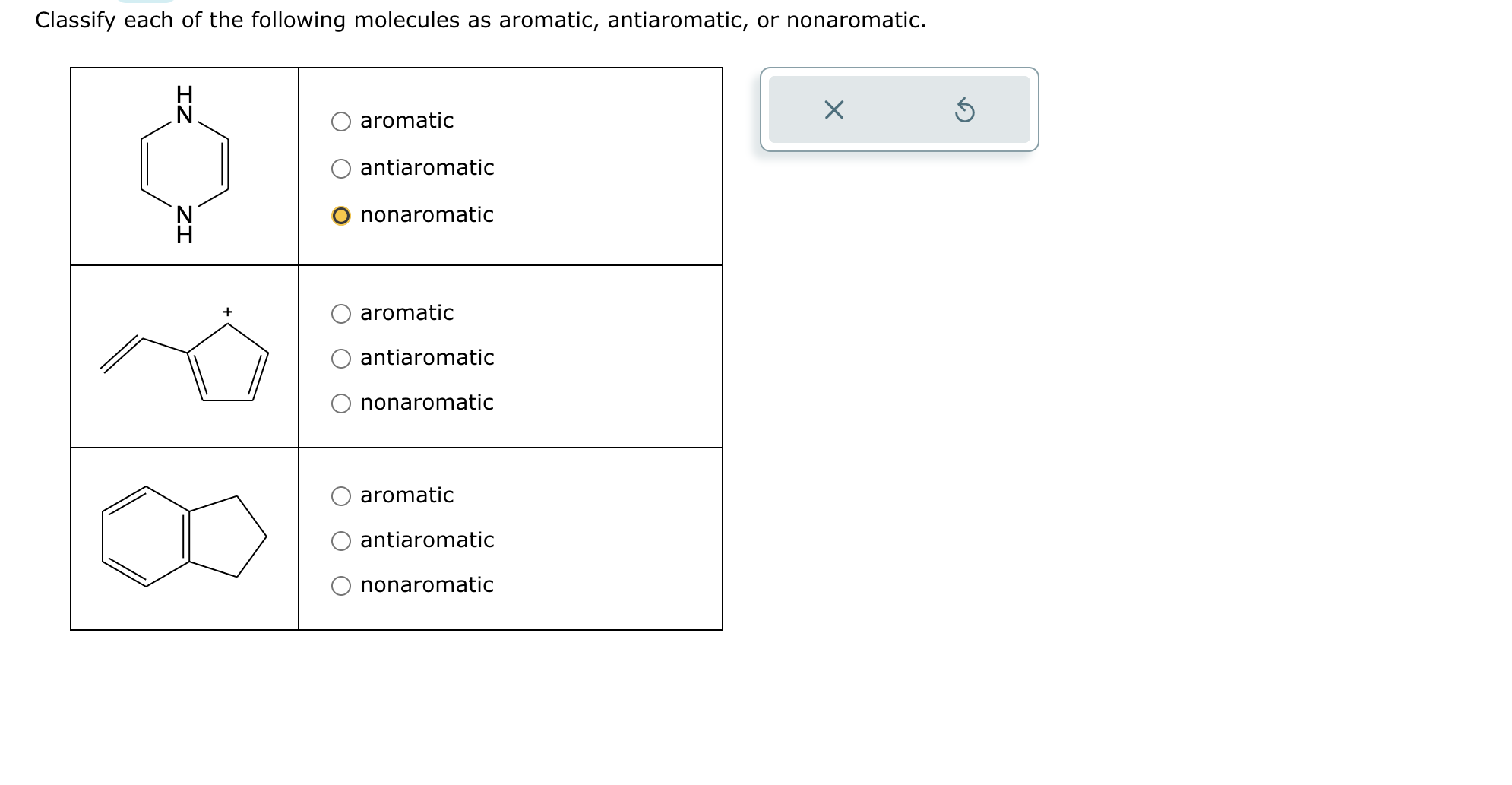 Solved Classify each of the following molecules as aromatic, | Chegg.com