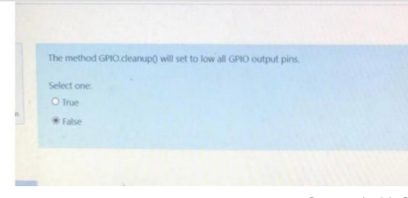 Solved The method GPIO.cleanup0 ﻿will set to low all GPIO | Chegg.com