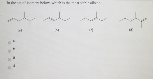 Solved In the set of isomers below, which is the most stable | Chegg.com