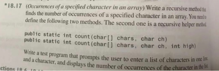 Solved 18.17 (Occurrences of a specified character in an | Chegg.com