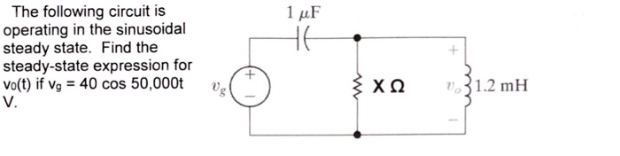 Solved The following circuit is operating in the sinusoidal | Chegg.com