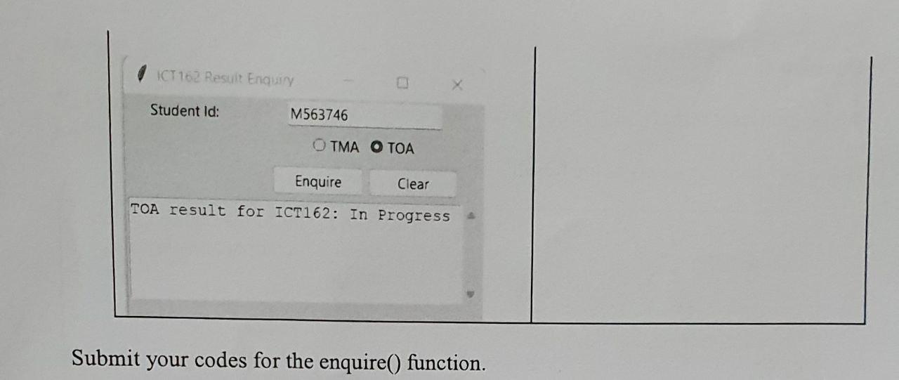 Solved A prototype GUI is developed to allow students to | Chegg.com