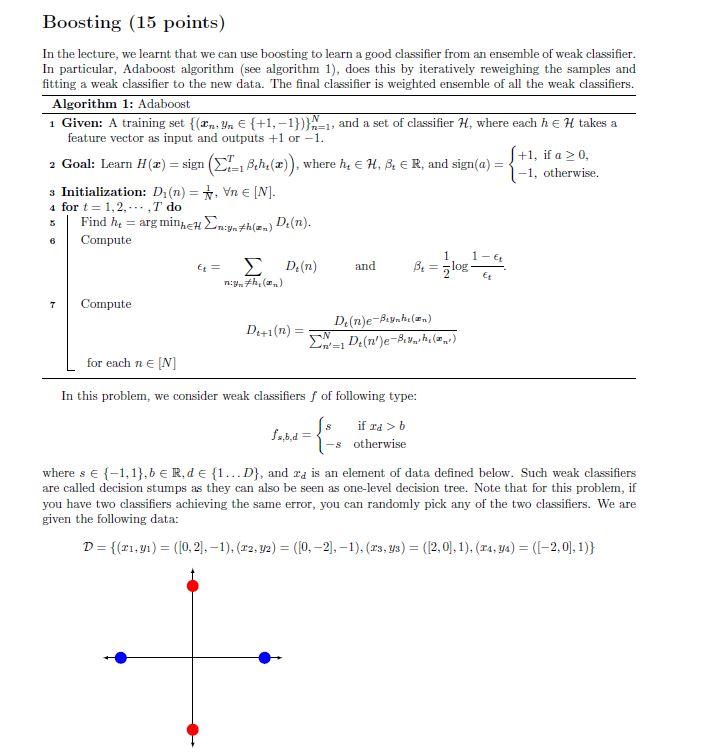 Boosting (15 points) In the lecture, we learnt that | Chegg.com