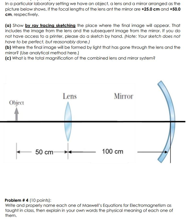 Solved In a particular laboratory setting we have an object, | Chegg.com