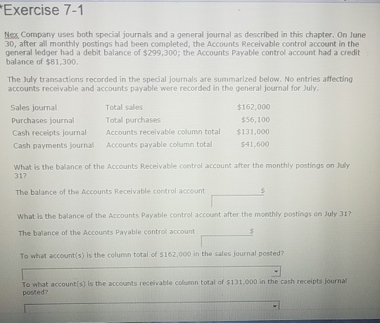 Solved Exercise 7-1 Nes Company uses both special journals | Chegg.com