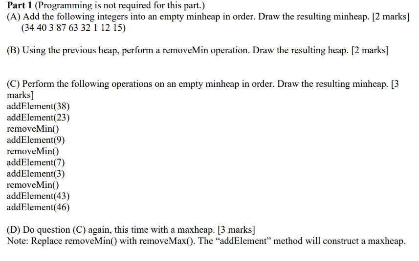 Solved by an EXPERT Part 1 (Programming is not required for this | Chegg.com
