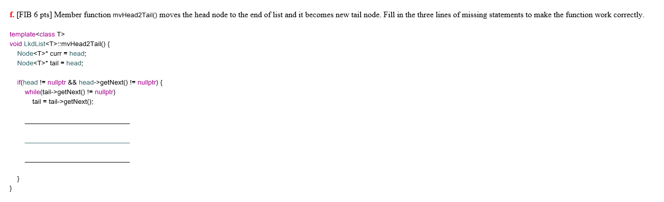 Solved b- f. Singly linked node and linked list class | Chegg.com