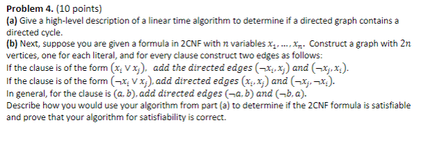 Solved Problem 4. (10 points) (a) Give a high-level | Chegg.com