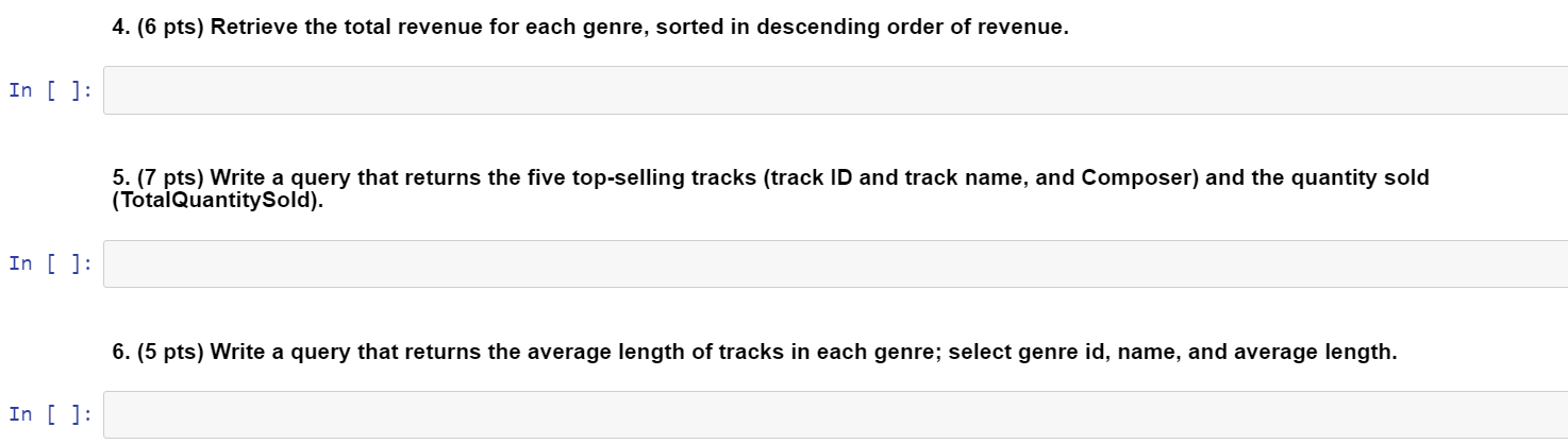 Solved 4. (6 pts) Retrieve the total revenue for each genre, | Chegg.com